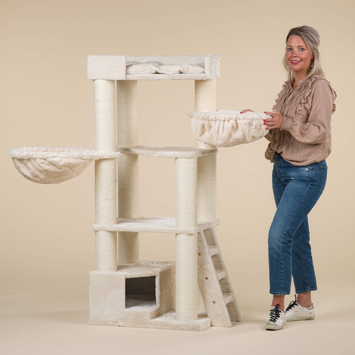 Cat Tree for large cats Corner Cat XXL (Beige) - CatTreeKing Australia