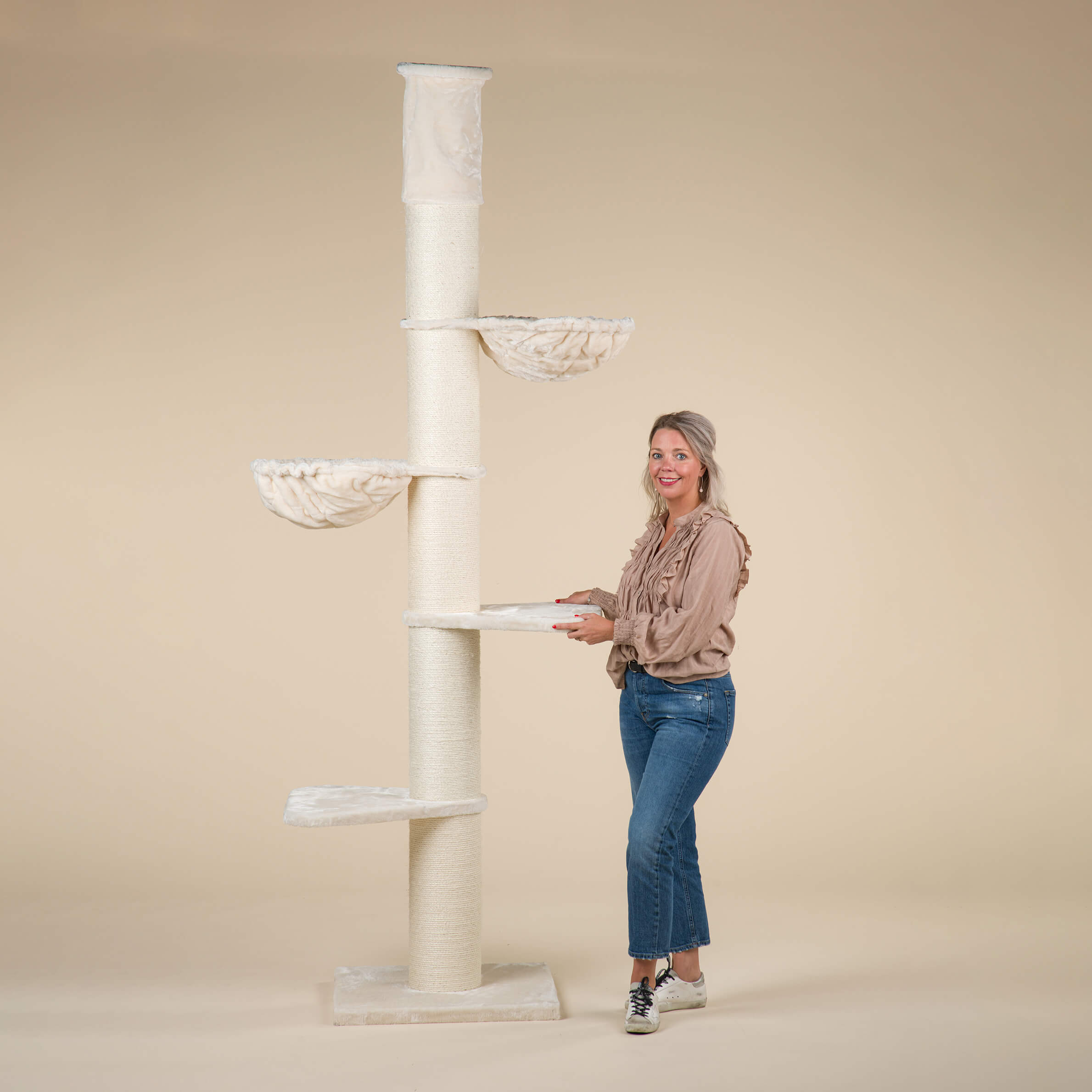 Cat Tree for large cats High Cat Tower (Beige) - CatTreeKing Australia