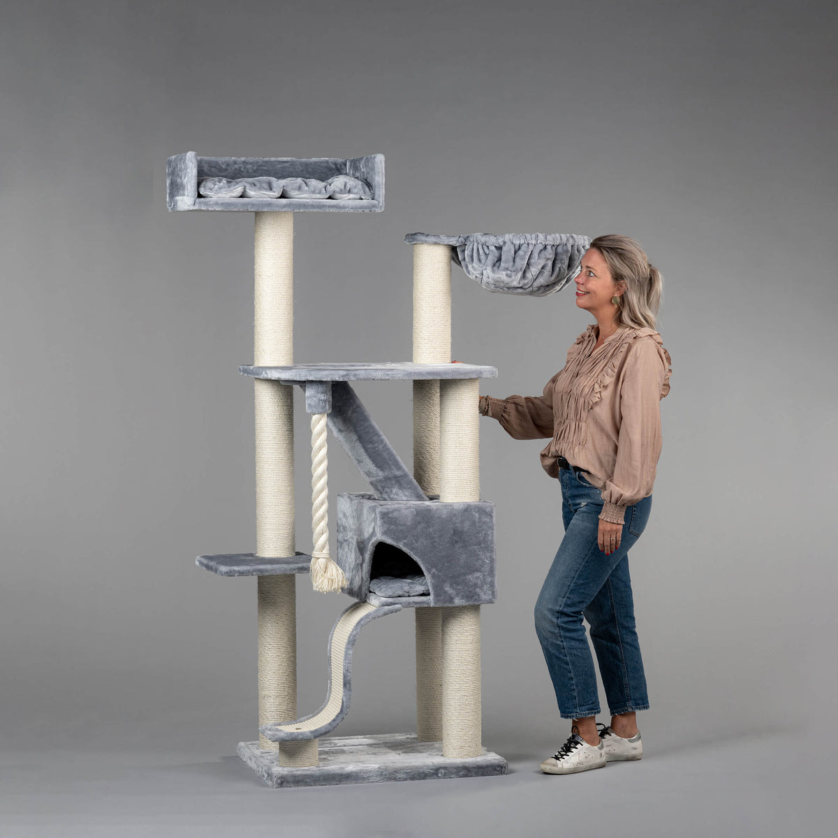 Cat Tree for large cats Cat Mansion (Light Grey) - CatTreeKing ...