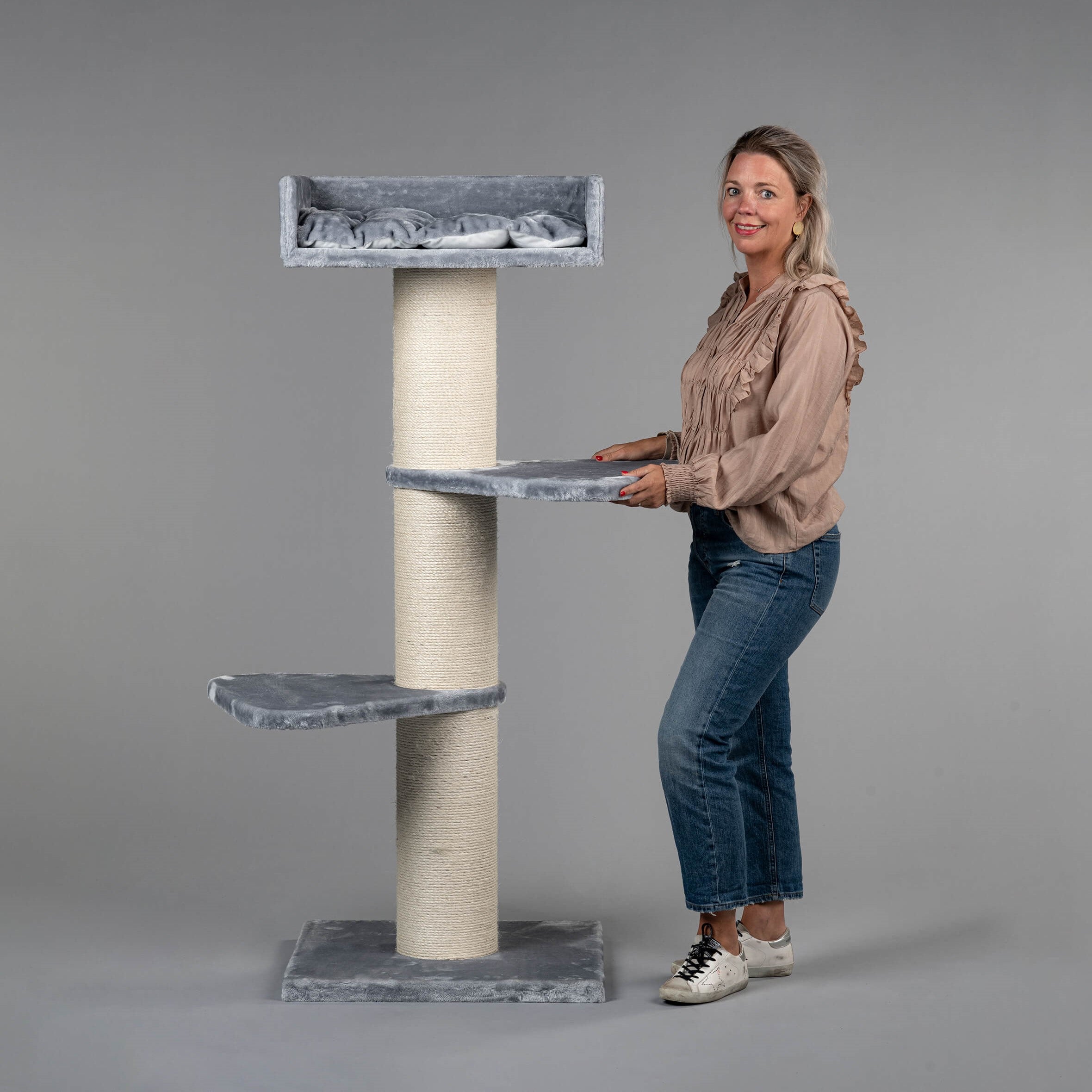 Cat Tree for large cats Royal Suite (Light Grey) - CatTreeKing Australia