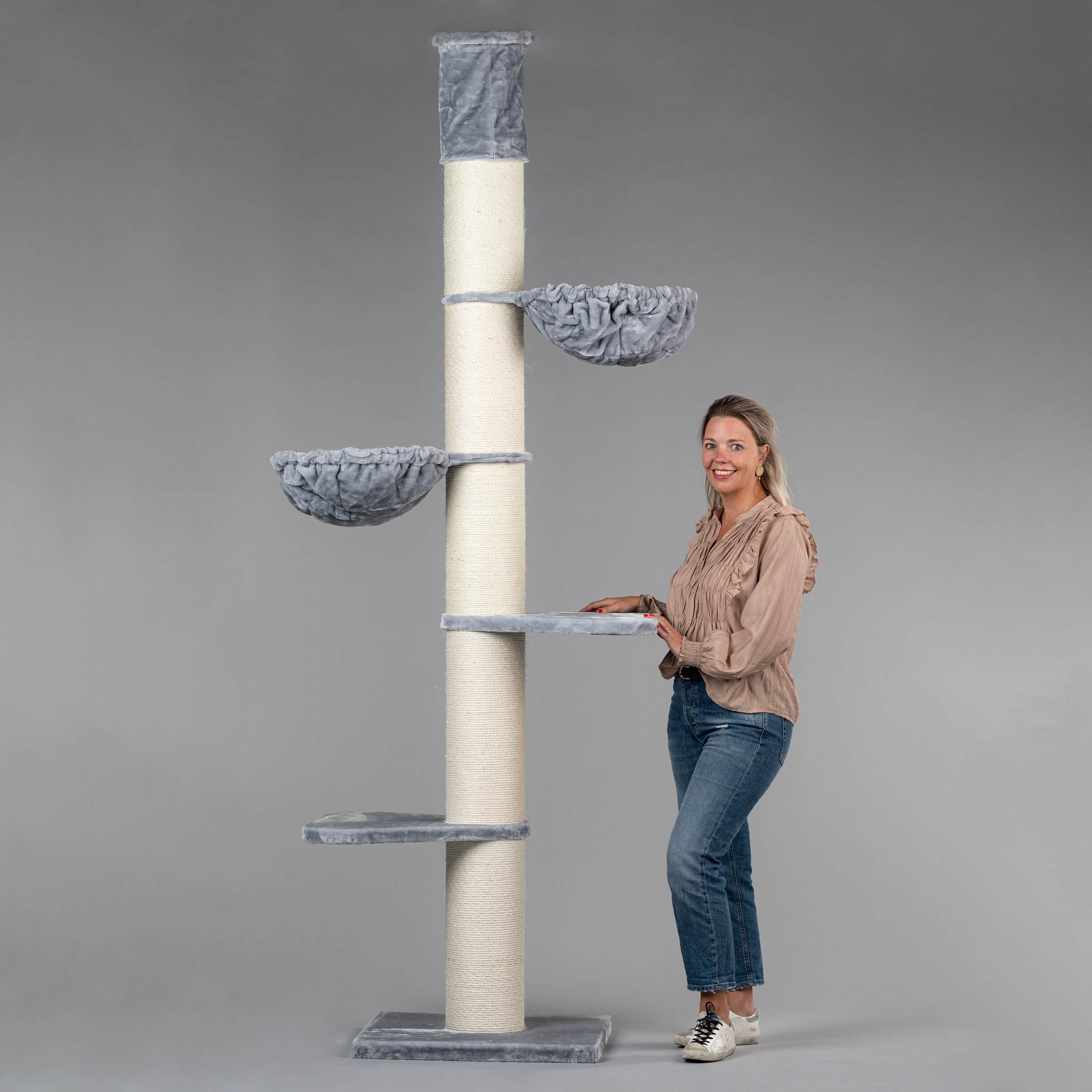 Cat Tree for large cats High Cat Tower (Light Grey) - CatTreeKing Australia